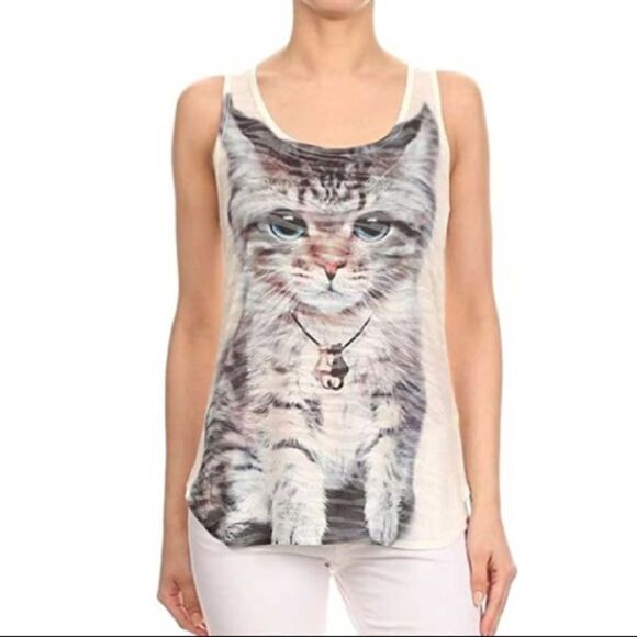 Tops | Newwomenscatprinttanktop | Poshmark